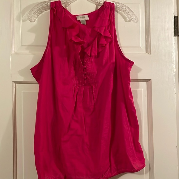 LOFT | Tops | Loft Pink Top With Ruffle And Buttons | Poshmark